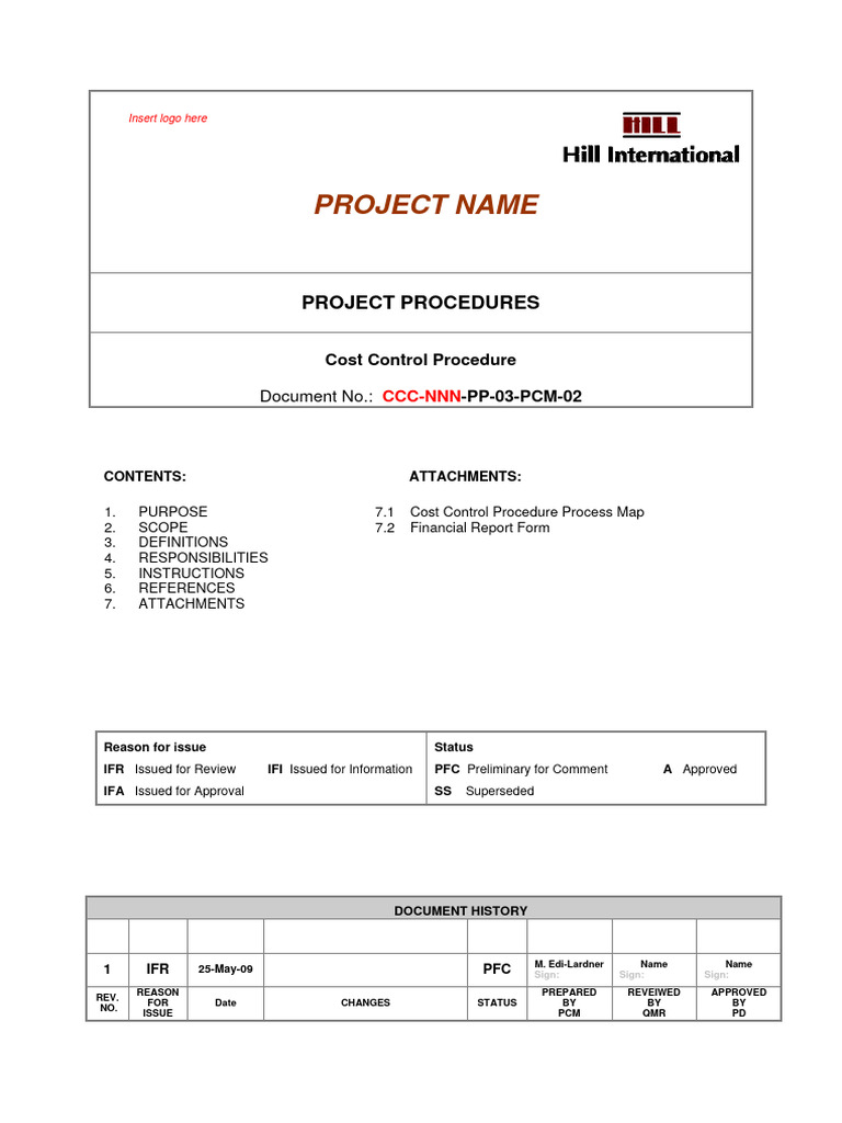 CCC-NNN-PP-03-PCM-02 Cost Control Procedure_Rev.1 | PDF