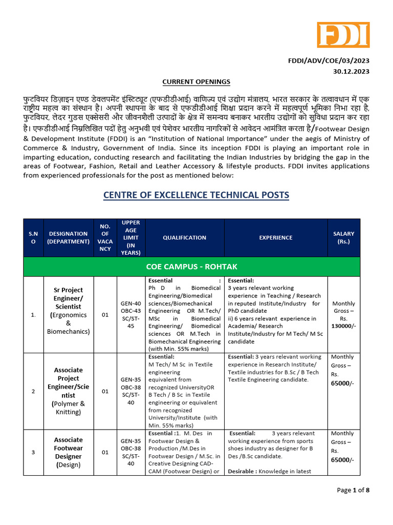 ADV 03 2023 COE Technical Post | PDF