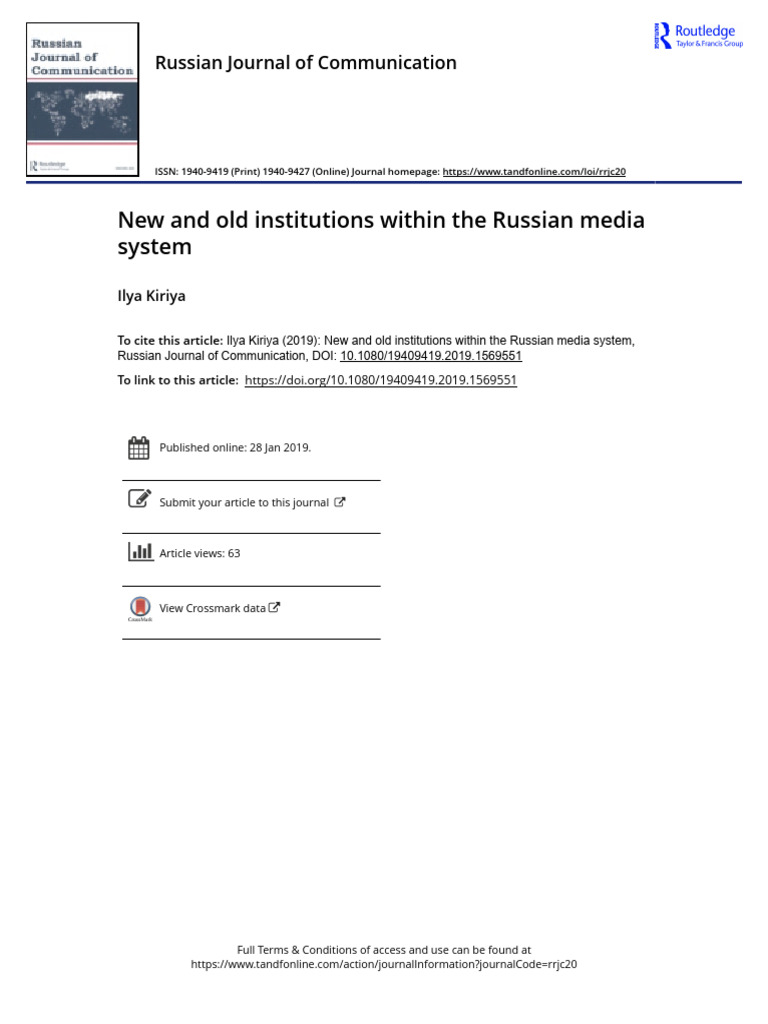 Russian Media System: Institutional Conflict | PDF | Mass Media ...