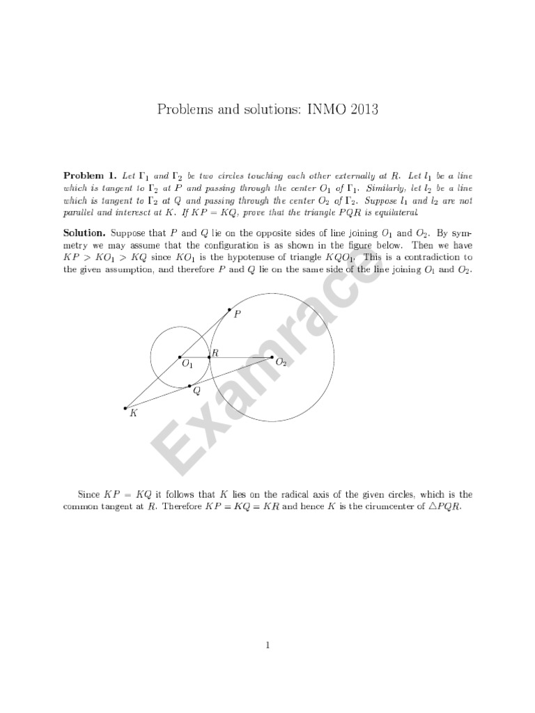 INMO Solved Paper 2013 | PDF