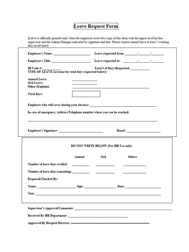 Leave Request Form PDF | PDF