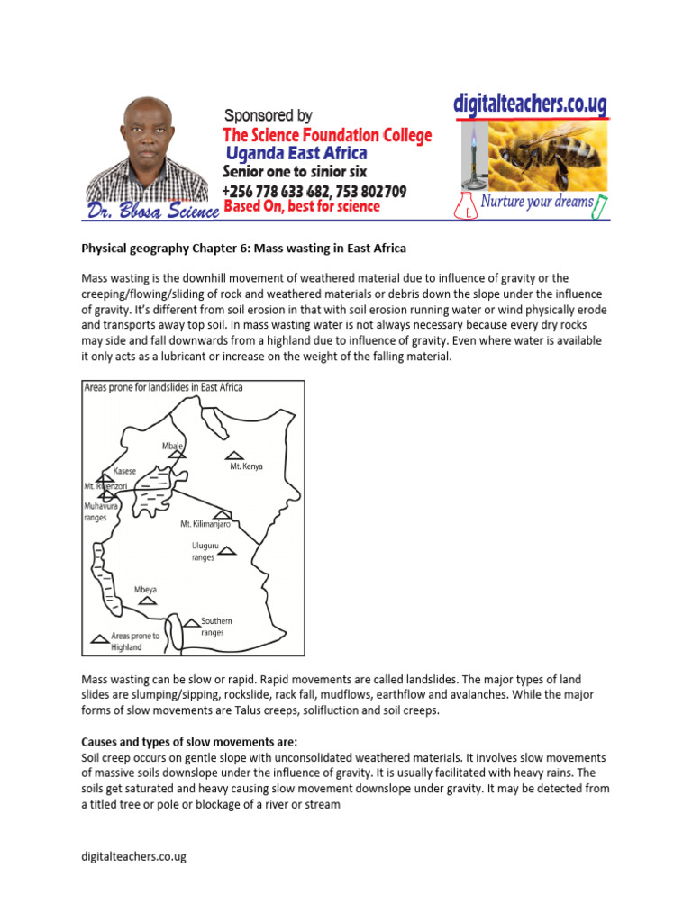 Physical Geography Chapter 6: Mass Wasting in East Africa: Causes and ...