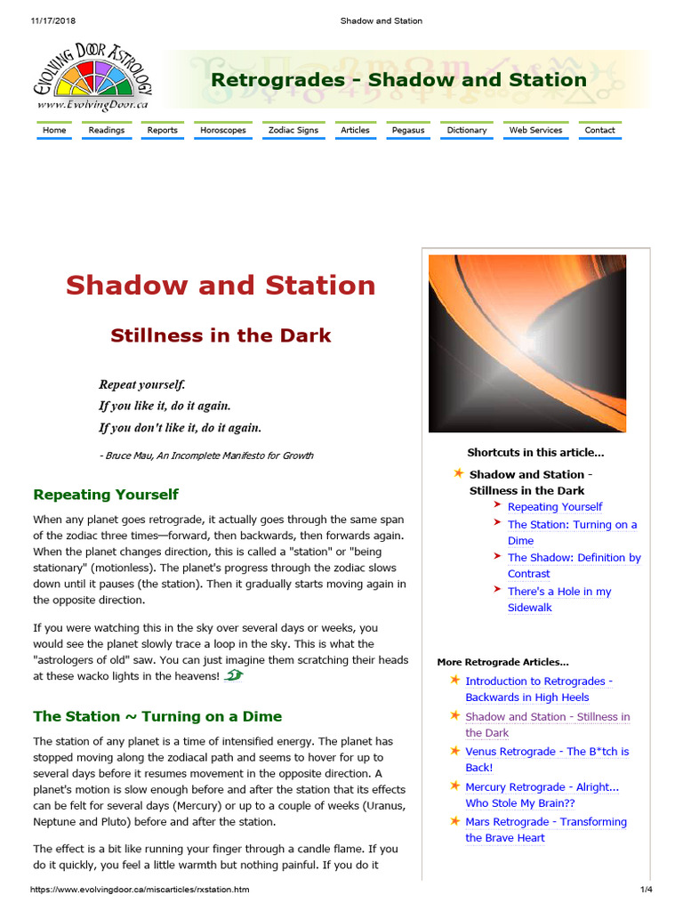 Shadow and Station | PDF | Planets In Astrology | Astrological Sign