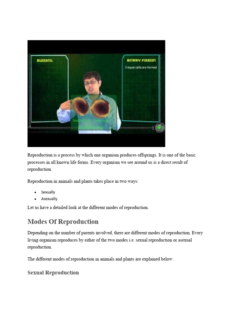 Modes Of Reproduction | PDF | Sexual Reproduction | Reproduction