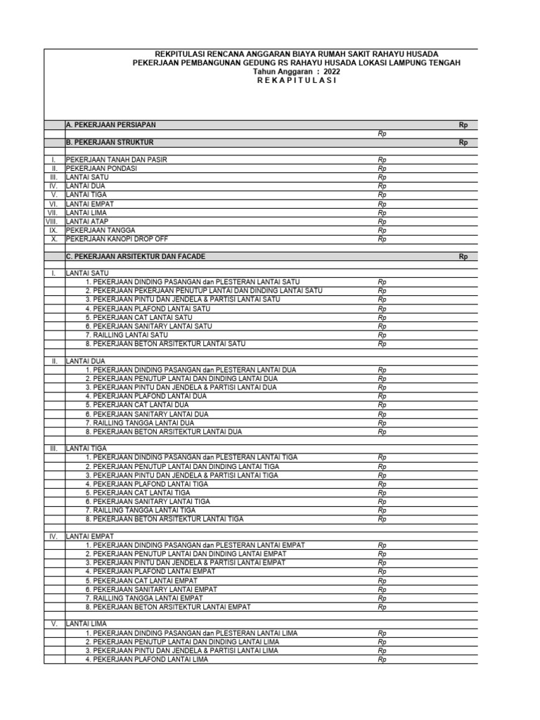 RAB RAHAYU HUSADA - Kosong | PDF | Griya & Taman | Sains & Matematika