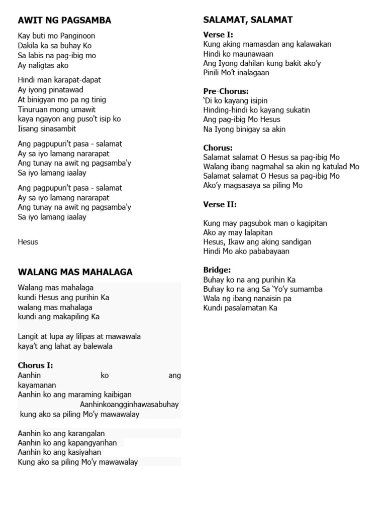 Awit NG Pagsamba | PDF