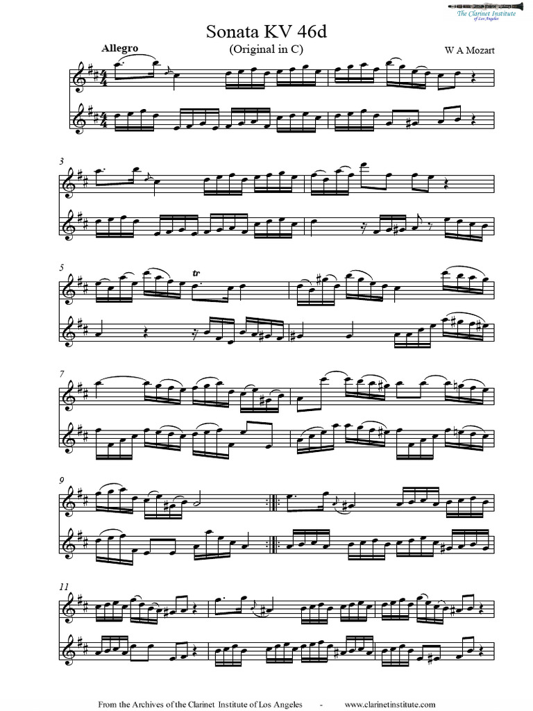 Mozart - Sonata K 46 For 2 Oboes | PDF