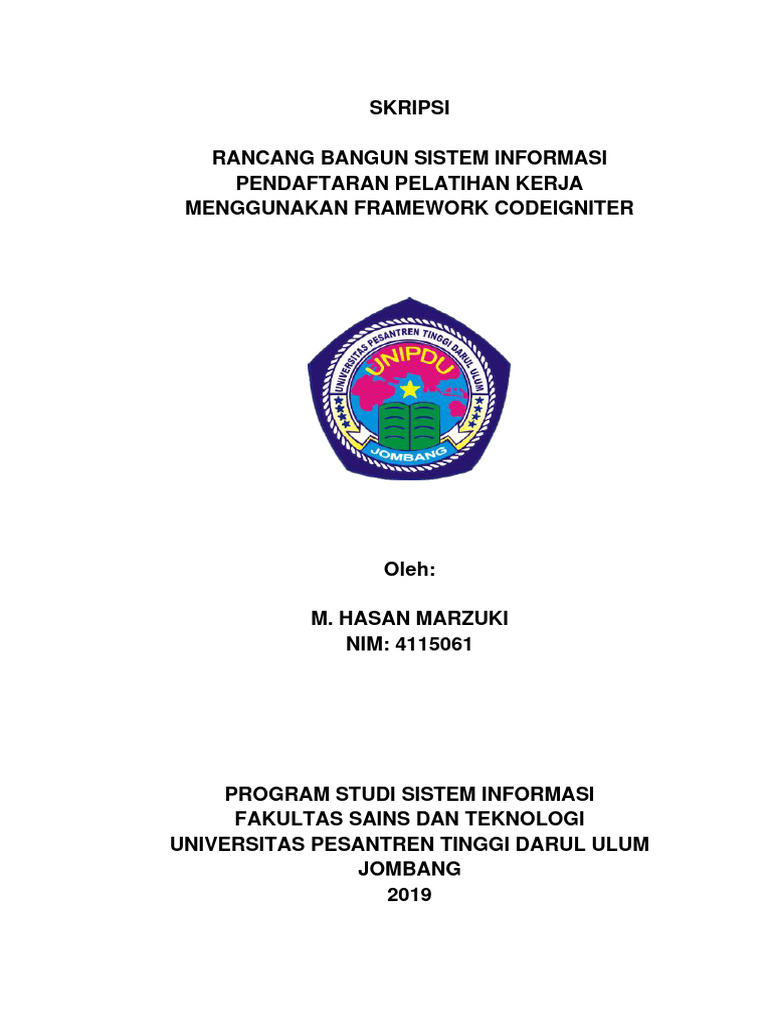 Skripsi Rancang Bangun Sistem Informasi Pendaftaran Pelatihan Kerja Menggunakan Framework ...