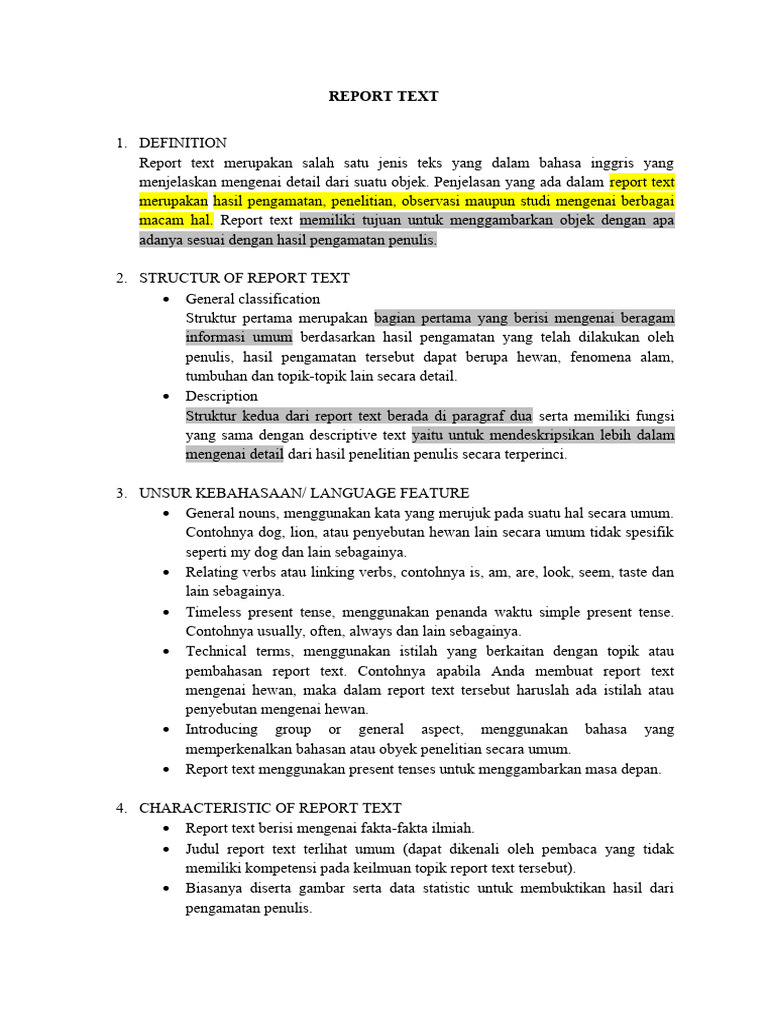 Materi Report Text | PDF | Seni & Disiplin Bahasa
