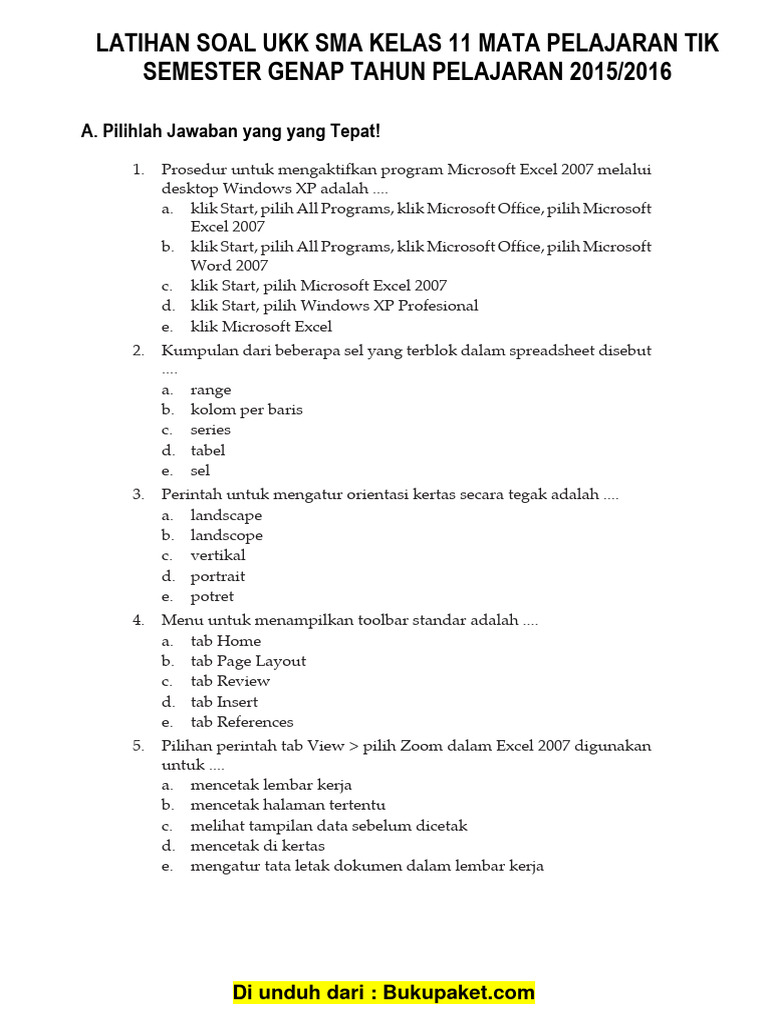 Soal Tik Kelas Xi | PDF