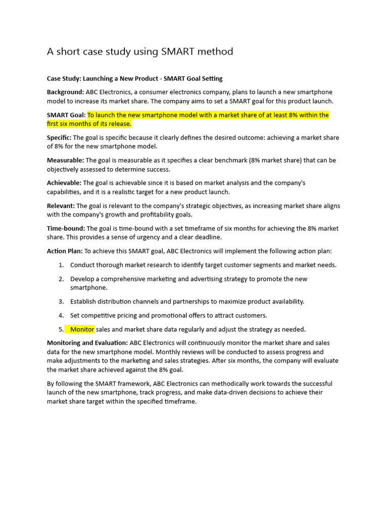 A Short Case Study Using SMART Method | PDF