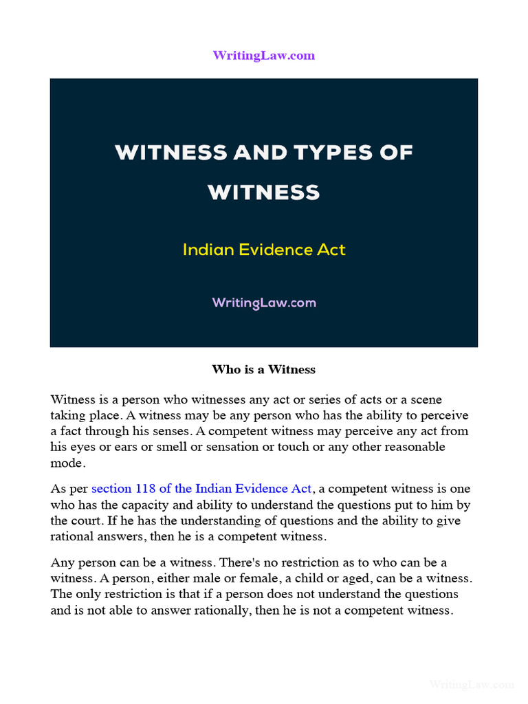 Witness and Types | PDF | Witness | Testimony