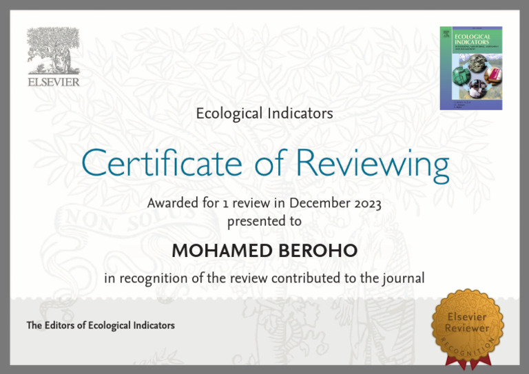 Certificate ECOIND Recognised | PDF