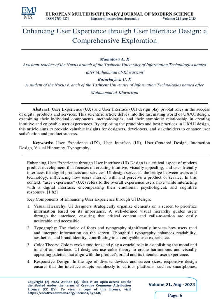 Enhancing User Experience Through User Interface Design: A Comprehensive Exploration | PDF ...