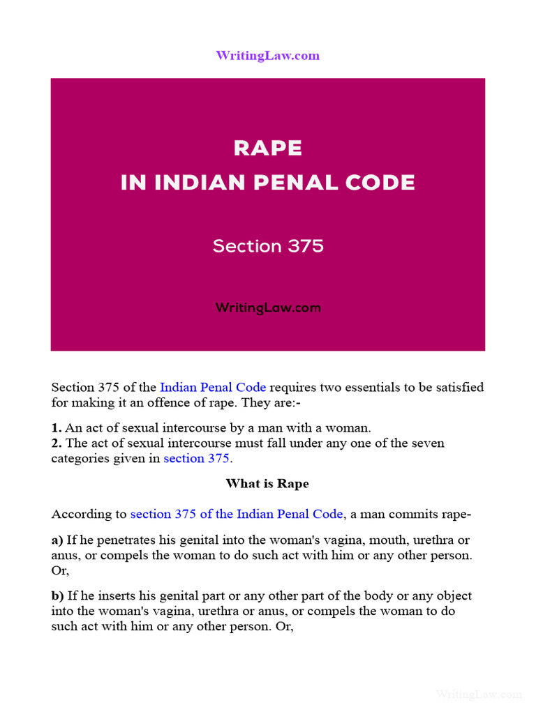 Rape in Indian Penal Code, Section 375 | PDF | Rape | Vagina