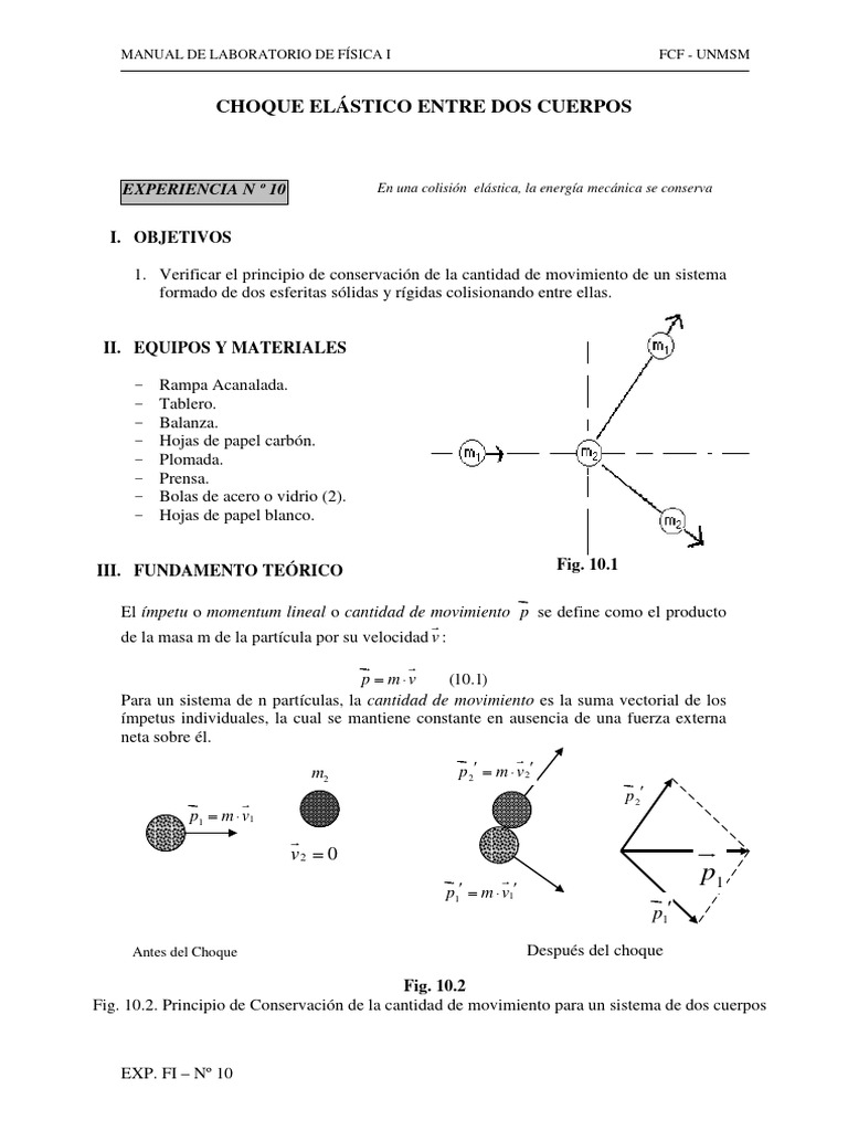 Choque Elastico Entre Dos Cuerpos | PDF | Impulso | Fuerza