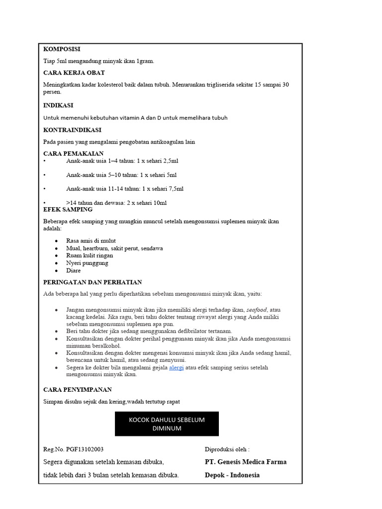 Brosur Emulsi Minyak Ikan 1 | PDF