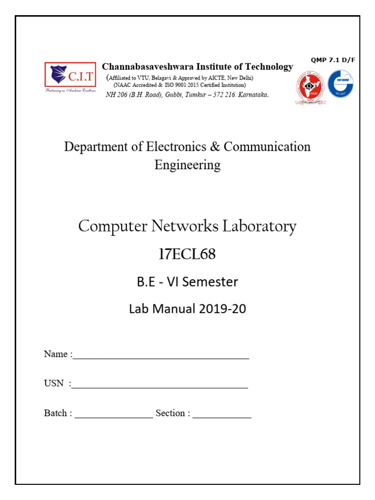 Computer Networks Lab Manual 2019-20 | PDF | Computer Network | Routing