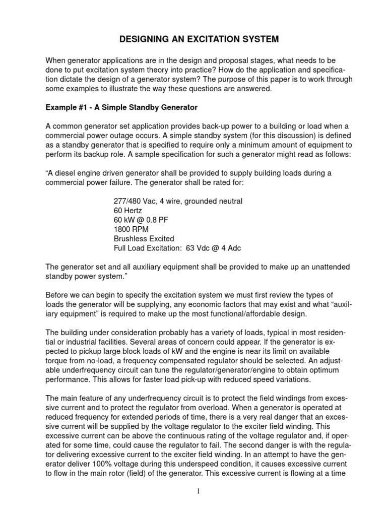 Designing An Excitation System Pdf Resistor Transformer