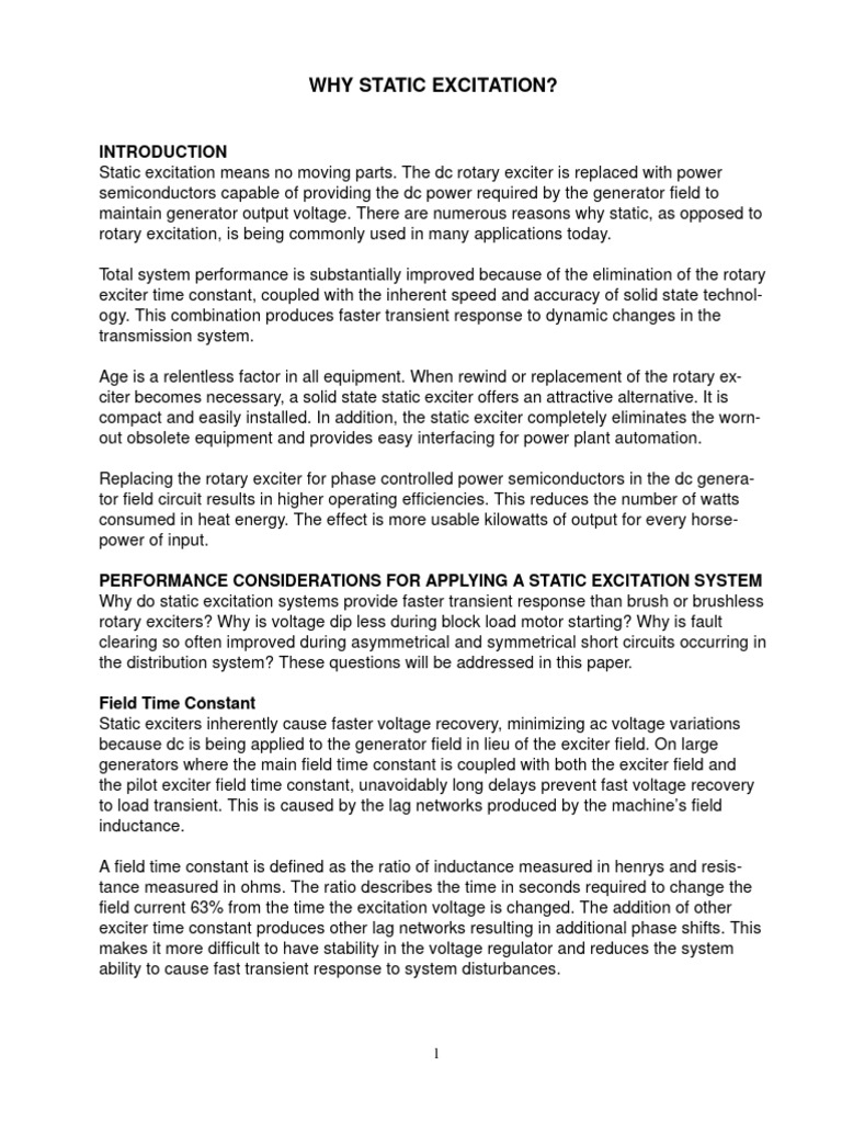 Why Static Excitation | Download Free PDF | Electric Generator ...