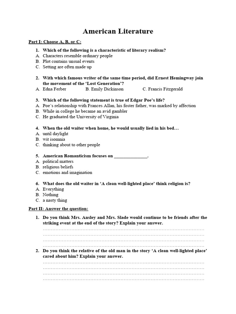 American-Literature | PDF | Edgar Allan Poe | Ernest Hemingway