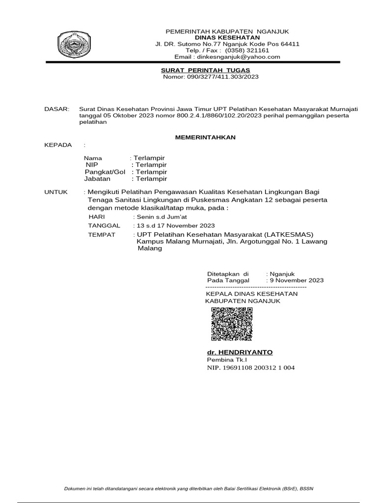 surat tugas kabupaten Nganjuk | PDF