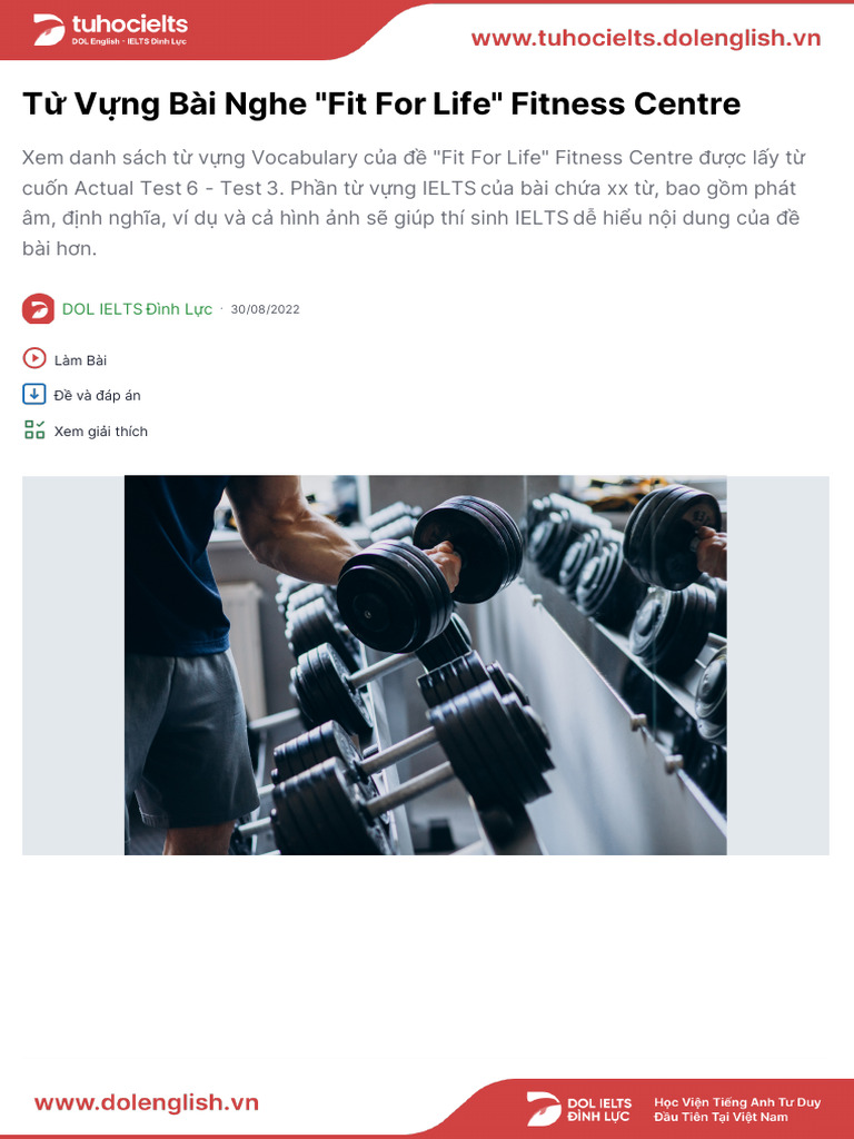 IELTS Listening: Fitness Vocabulary | PDF