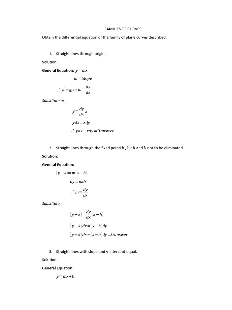 FAMILIES OF CURVES - Final | PDF | Equations | Line (Geometry)