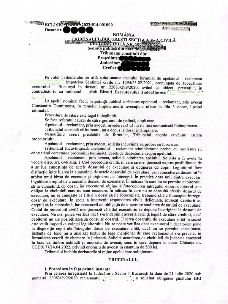 Decizie TB Nr. 1000 Răspundere Delictuală BEJ | PDF