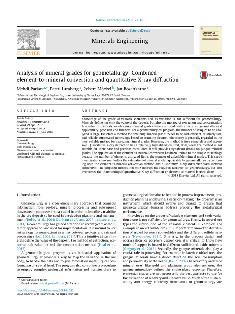 Geometallurgy: XRD and Element Conversion | PDF | Accuracy And ...