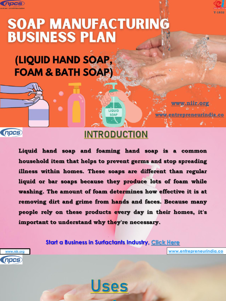 Soap Manufacturing Business Plan. Liquid Hand Soap, Foam & Bath Soap ...