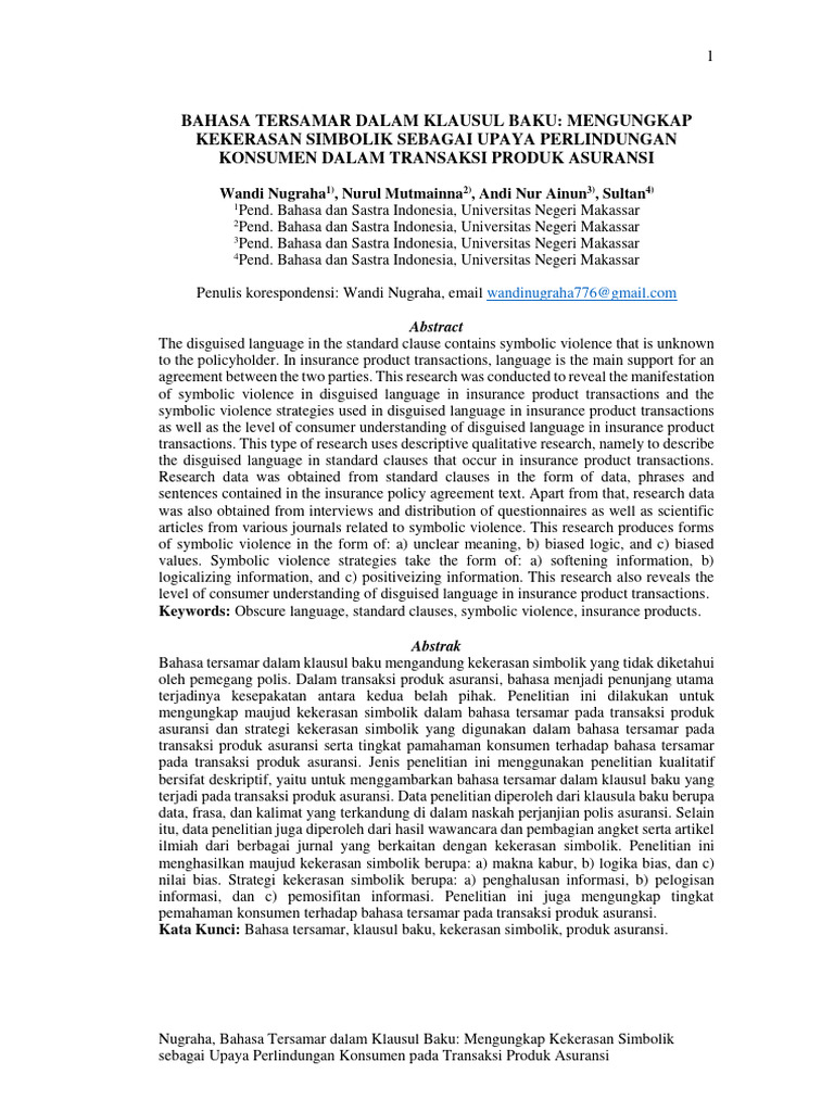 Wandi Nugraha - Artikel Ilmiah Bahasa Tersamar | PDF | Social Science