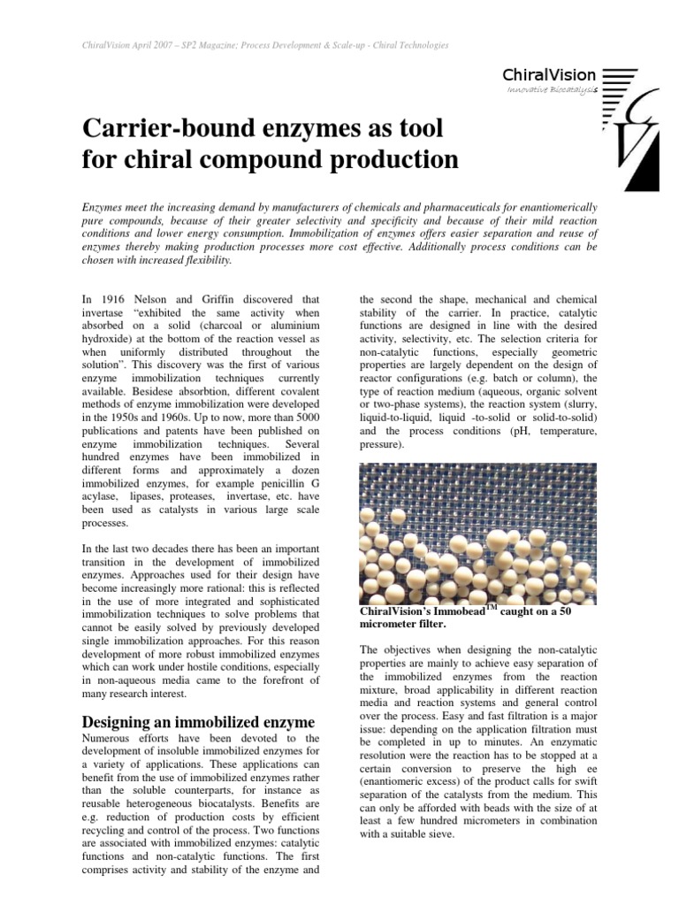 Carrier-Bound Enzymes Chiralvision | PDF