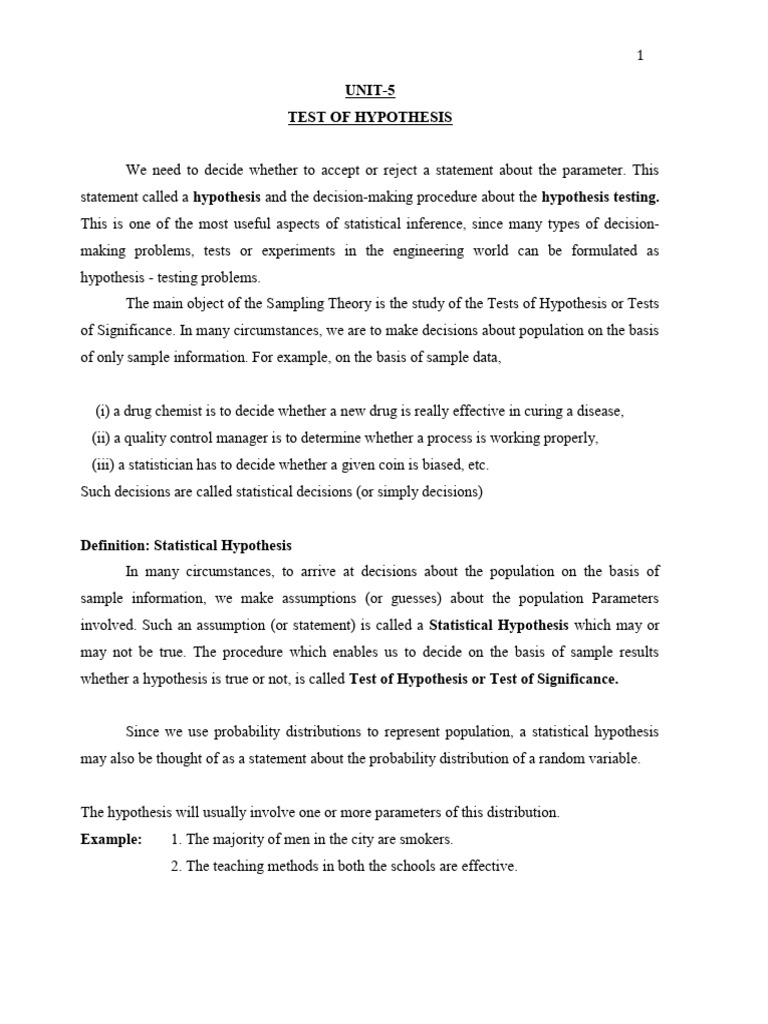 Hypothesis Testing for Engineers | PDF | Statistical Hypothesis Testing ...