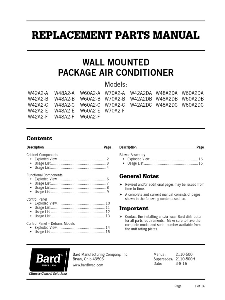 Manual de Partes BARD HVAC | PDF | Mechanical Engineering | Home Appliance