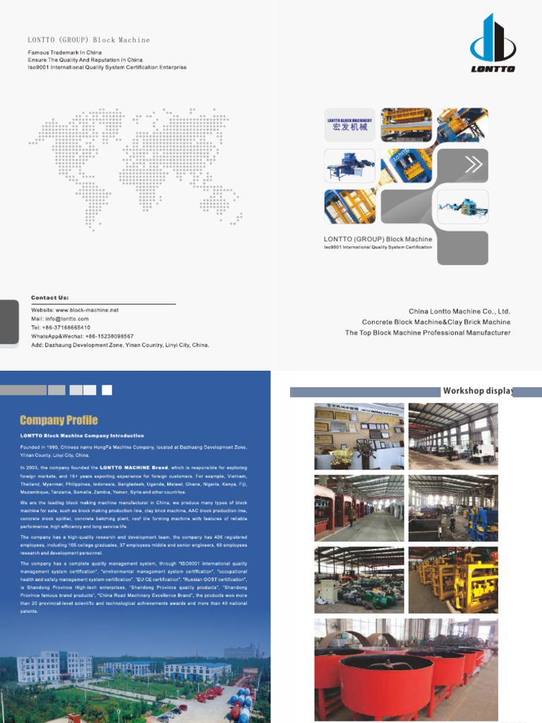 LONTTO Block Machine Catalogue | PDF | Brick | Pallet