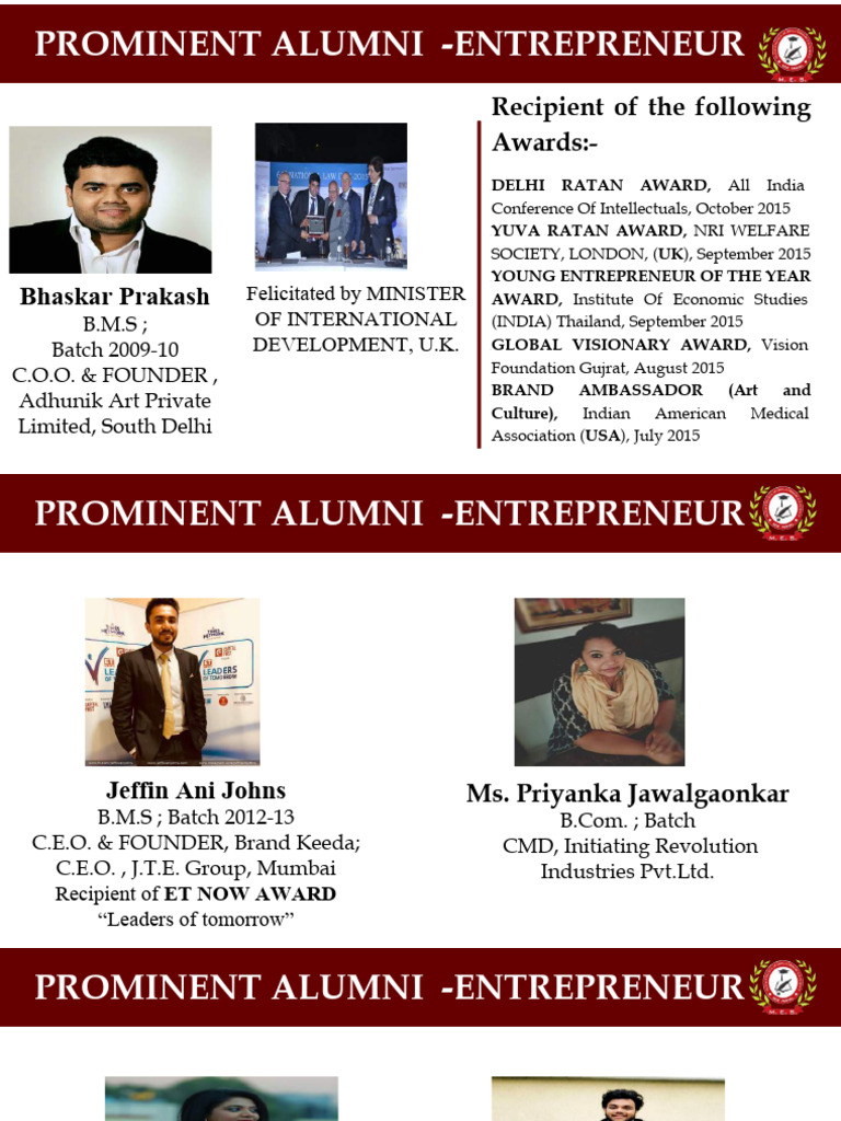 PCACS Prominent Alumni | PDF