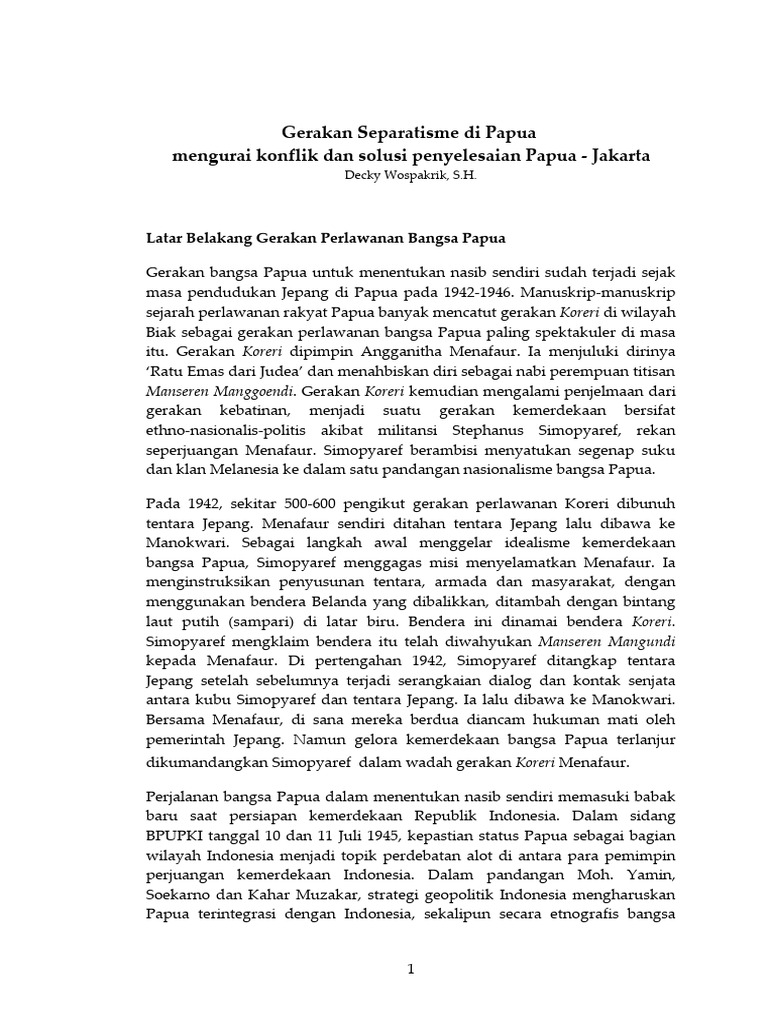 Gerakan_Separatisme_di_Papua_mengurai_ko | PDF