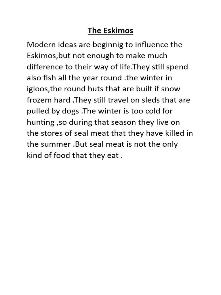 The Eskimos | PDF