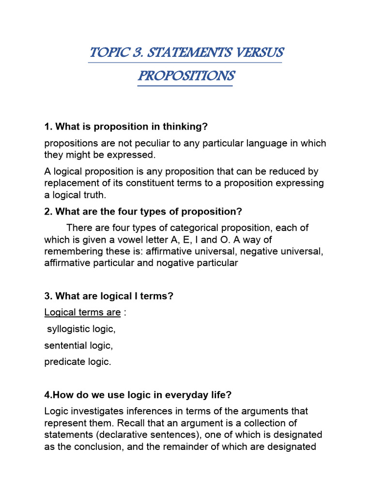 Introduction to Logical Propositions | PDF