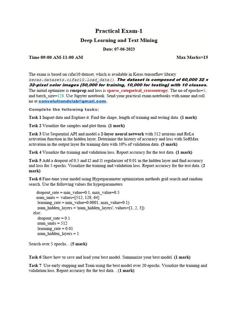 Deep Learning Practical Exam Guide | PDF