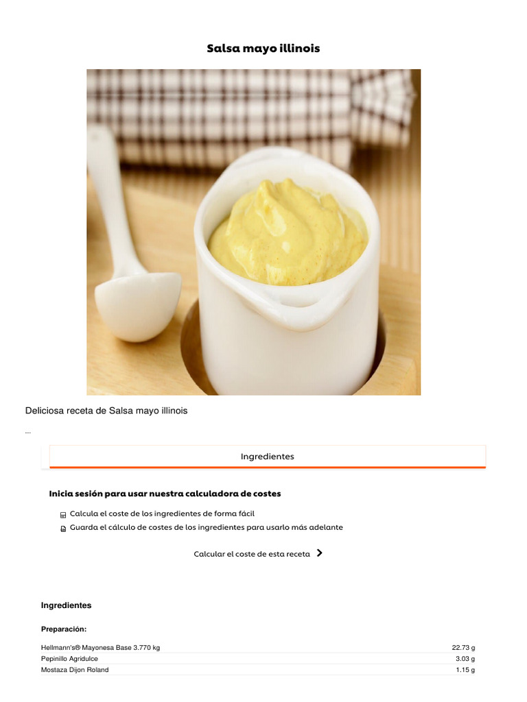 Salsa Mayo Illinois - Receta | PDF
