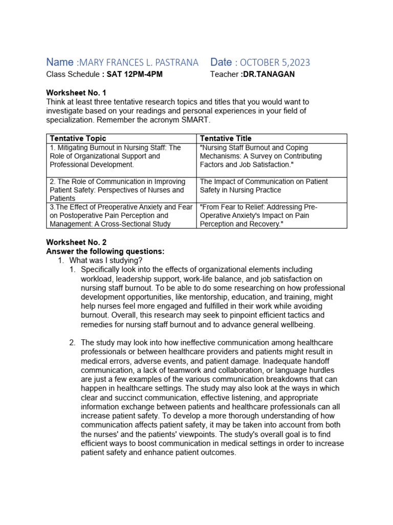 Activity 1 and 2 | PDF | Patient Safety | Nursing