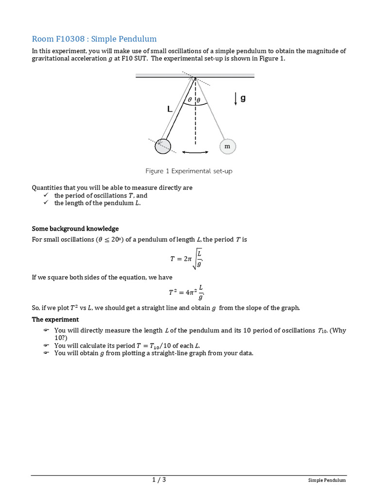 prelabf10308-simple-pendulum-eng | PDF | Pendulum | Slope