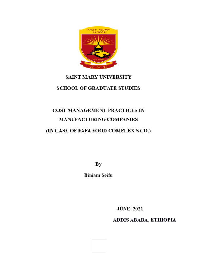 Saint Mary University | PDF | Cost Accounting | Cost