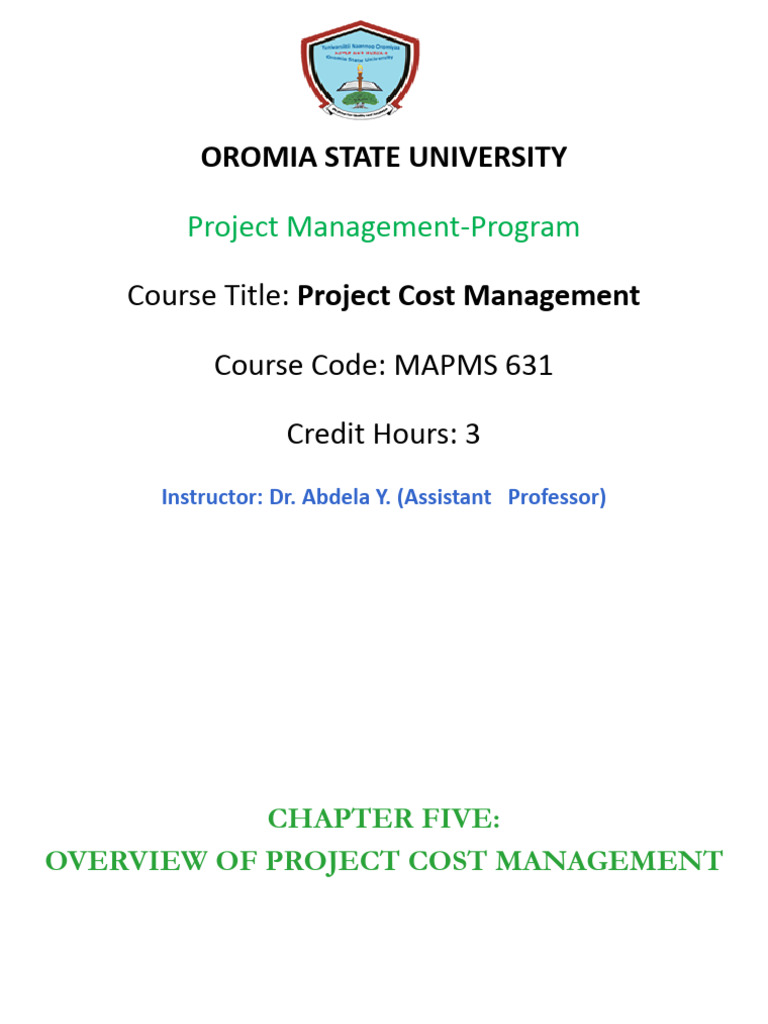 Project Cost Management - CHAPTER 5-Part I | PDF | Cost | Project Management