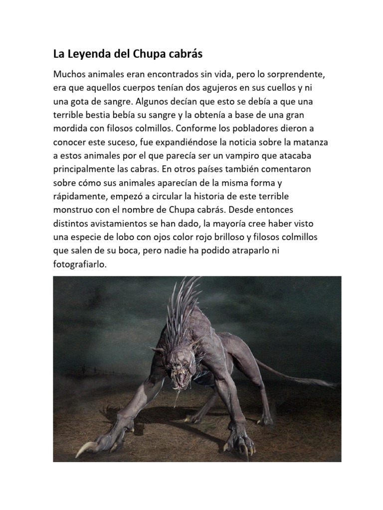 La Leyenda Del Chupa Cabrás | PDF