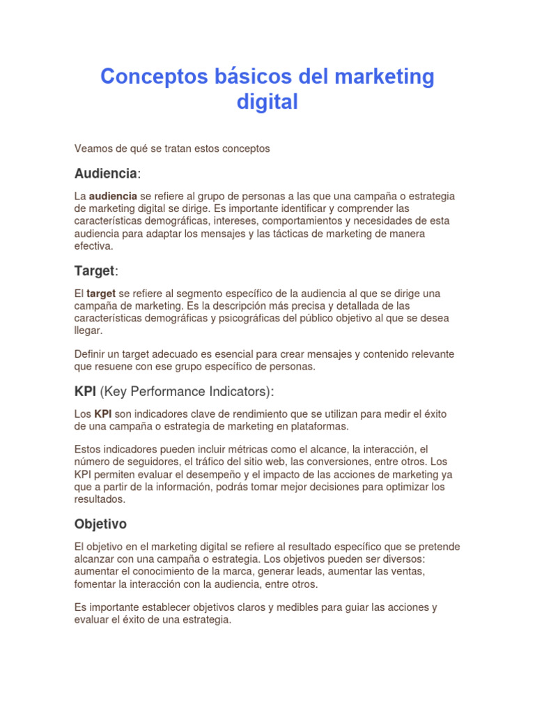 Conceptos Básicos Del Marketing Digital | PDF