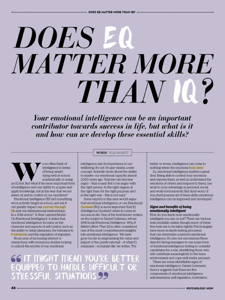 Does EQ Matter More That IQ | PDF
