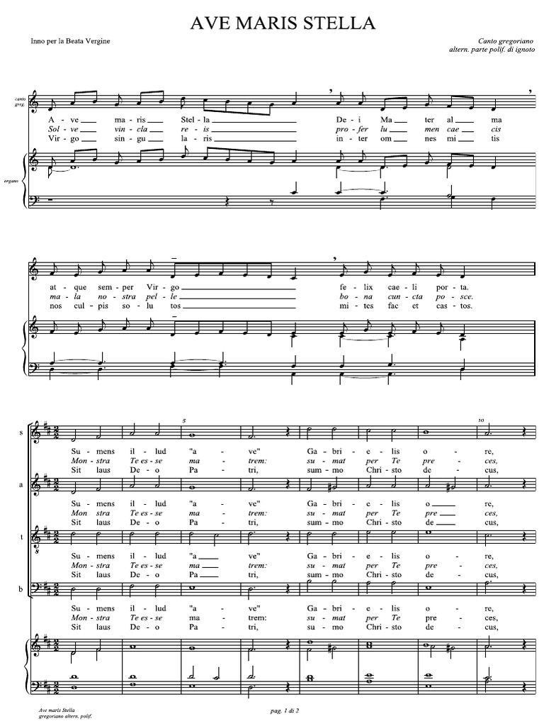 AVE MARIS STELLA - Gregoriano + Anonimo | PDF